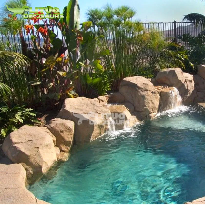 Customized Outdoor Fiberglass Artificial Waterfalls