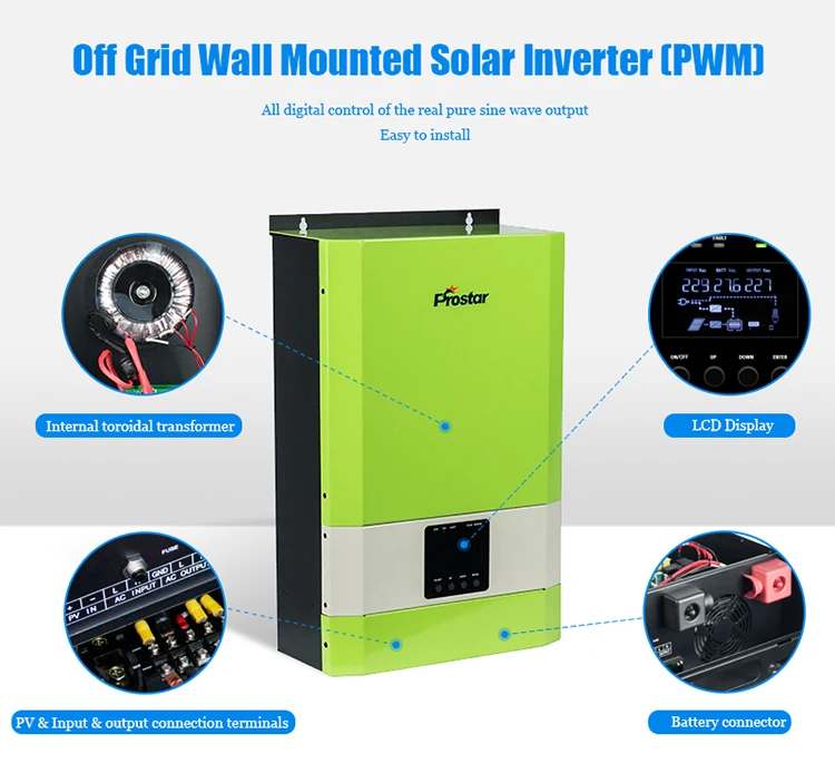 24v 1.5kw Wall Mounted Off Grid Pure Sine Wave 1.5kw Solar Inverter ...