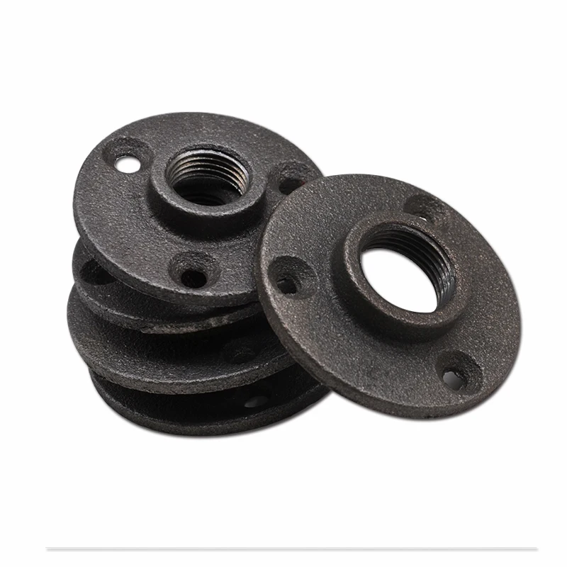 Decorative Pipe Flange Black Malleable Iron Threaded Pipe Fitting Floor ...