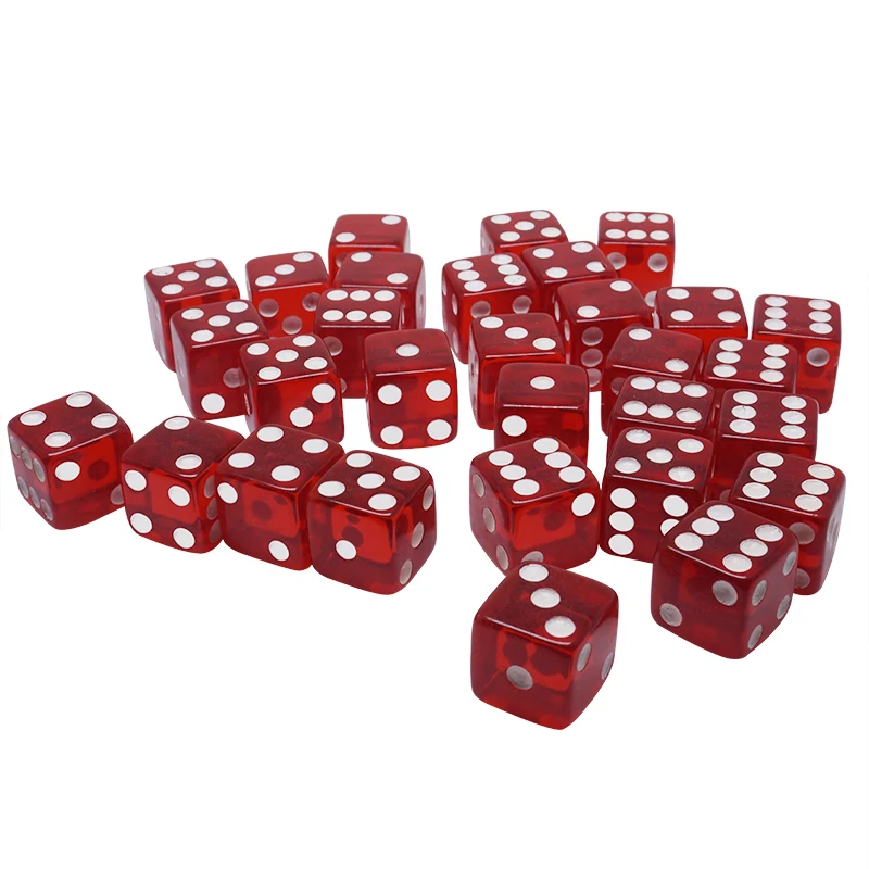 16mm 19mm Transparent Dice Red D6s Acrylic 6 Sided square Corner Dot ...