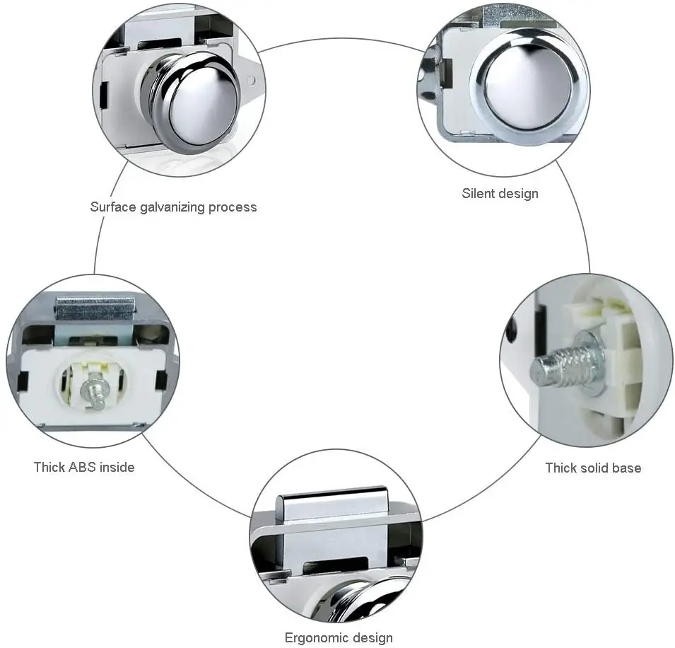 Push Button Latch Kit Abs Keyless Cabinet Drawer Latch Push Button Door ...