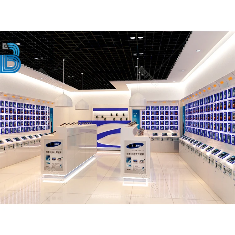 Simple Modern Computer Shop Interior Design - Laptop Display Cabinet