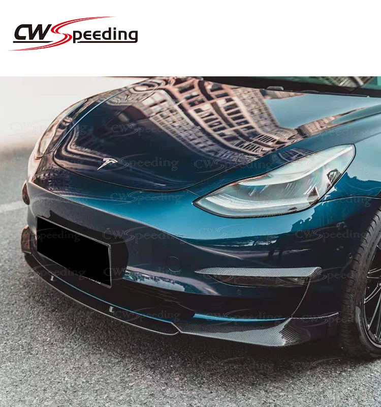 2016-2018 Carbon Fiber Front Bumper Canards For Tesla Model 3 Body Kit ...