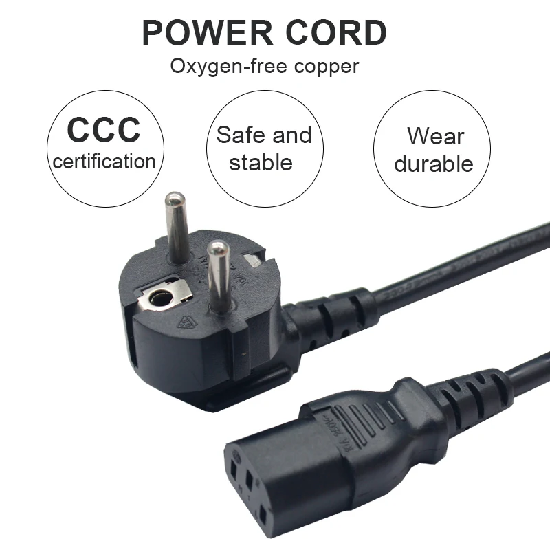 European Standards Plug IEC320 C13 - 3*1.5mm 5m White Power Cord