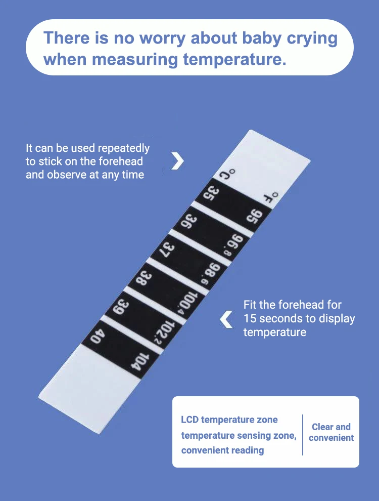 Reusable Forehead Thermometer Strip Dual Scale Feverscan Sticker Liquid ...