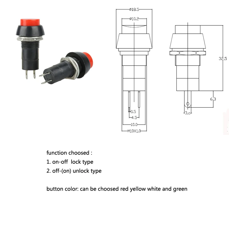 Momentary Led Push Button Switch Double Pole Rocker Switch Push Button ...