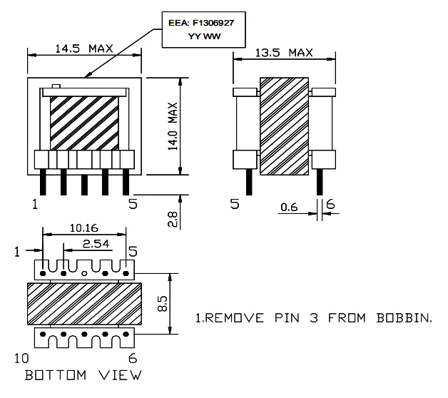 EE13 Mini 14mm Height Transformer - High Frequency Power