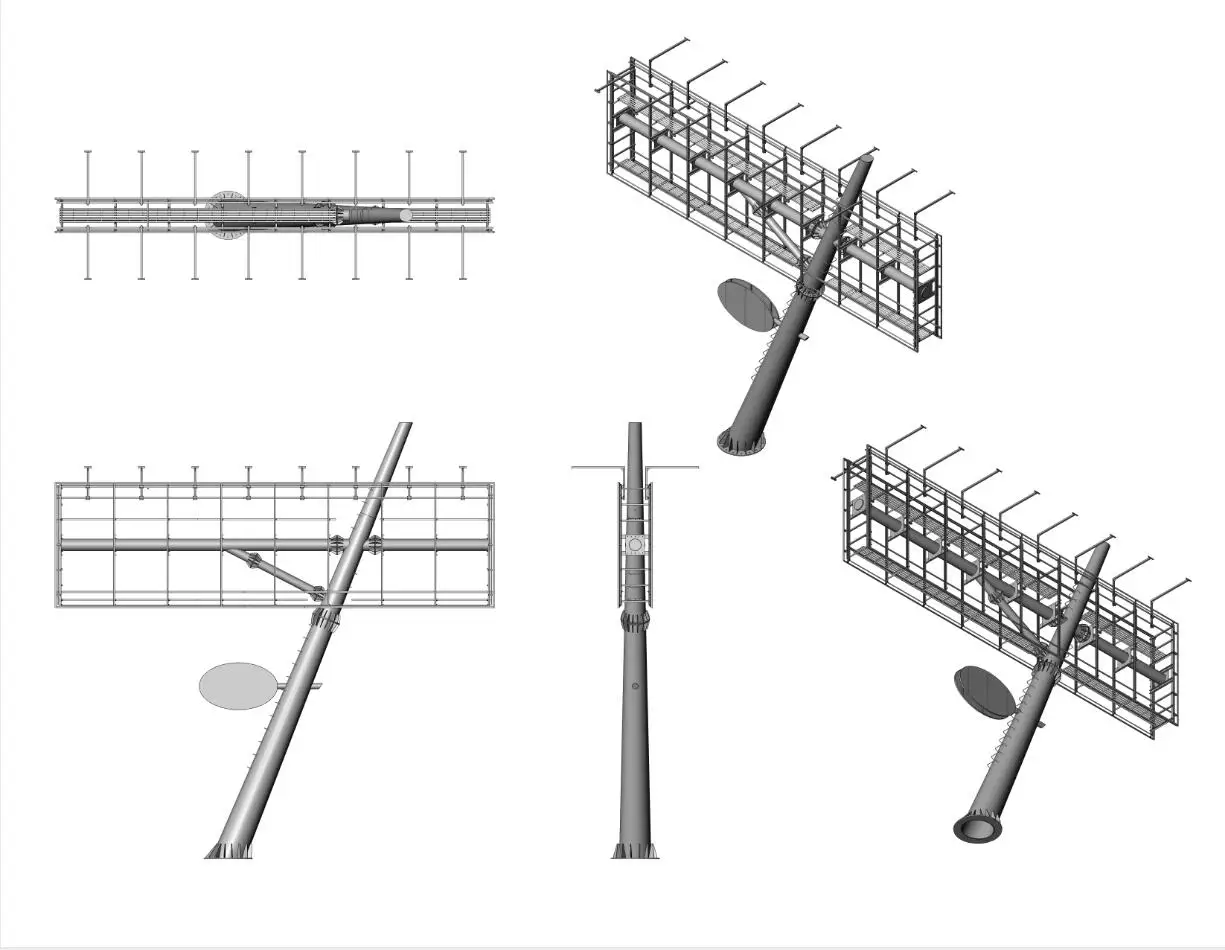 Highway Two Faces Slanted Column Billboard Structure