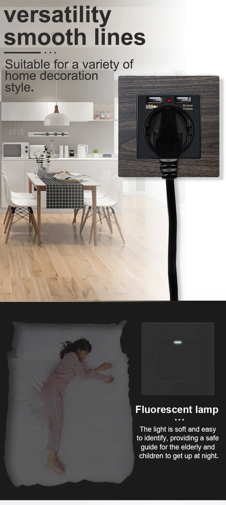 SUMMAO Power Indicator LED 3 Phase Wall Switch & Socket