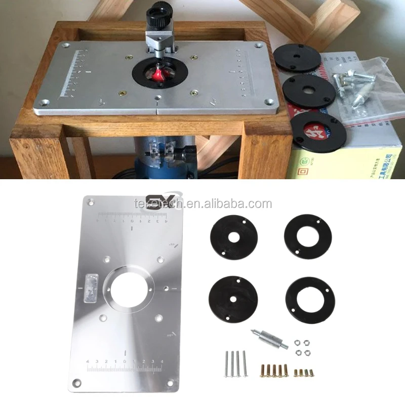 Aluminum Router Table Insert Plate W/ 4 Rings Plunge Router For ...