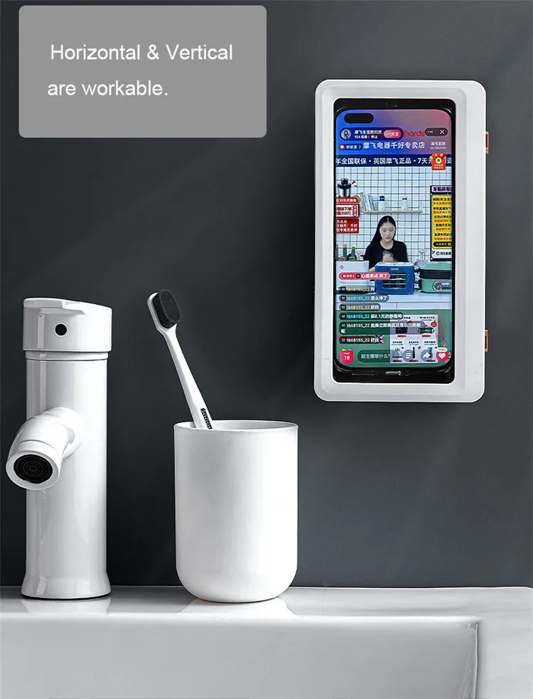 Wall Mount Anti-slip Shower Phone Holder Waterproof Touch Screen ...
