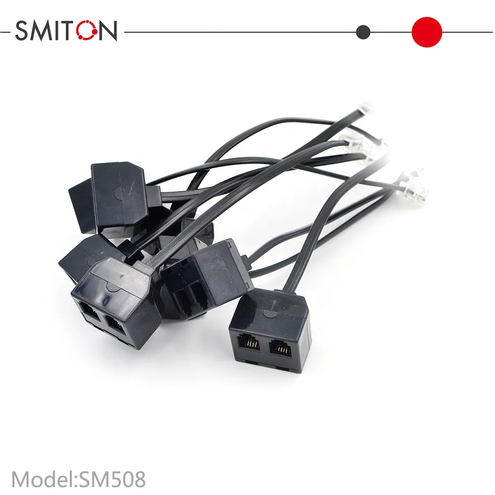 4p4c Male To 2 Female Connector For Telephone Line Cord Rj9 Rj11 Adapter - Buy Rj9 Adapter,4p4c ...