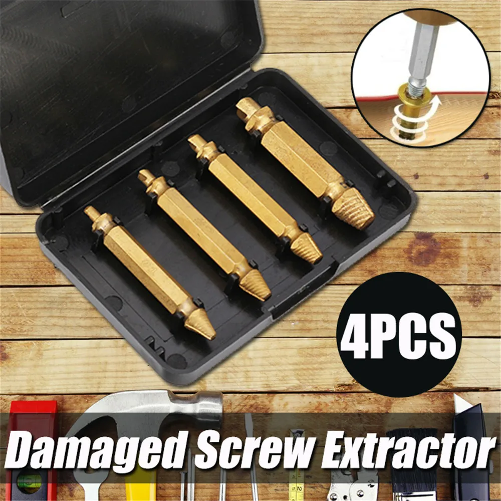 Speed Titanium Damaged Screw Bolt Extractor Out 4 Piece Set W Storage ...