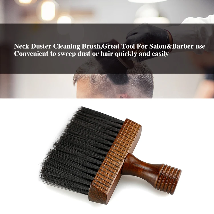 Classic Solid Wood Barber Neck duster Brush Professional Wooden Stripe ...