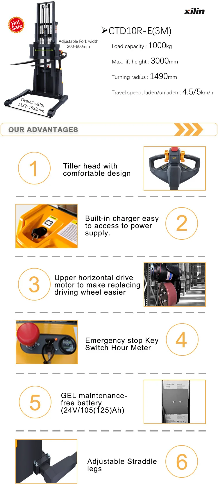 Xilin Stacker - Efficient Hydraulic Electric Forklift
