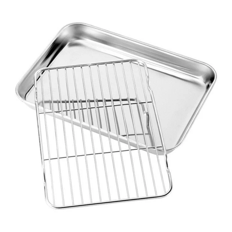 Stainless Steel Square Tray/grill Tray/baking Tray With Grid Oil Filter ...