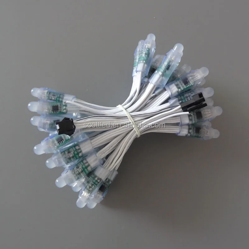 DC12V 18AWG WS2811 LED Pixel Node,IP68 Rated, 50pcs Per String ,round ...