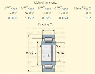 Cylindrical Roller Bearing F-554185.01 17X37X14mm for Printers ...