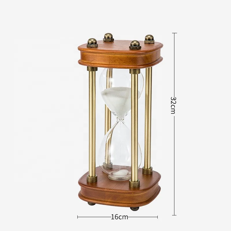Fancy Sand Timer Square Round Shaped Base Metal Glass Wooden Giant 1 ...