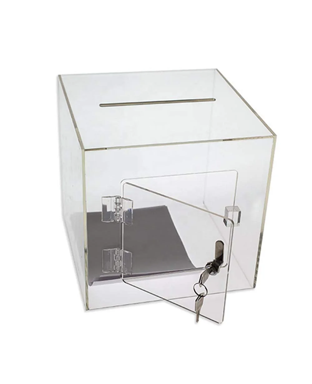 Clear Acrylic Cube Donation Box With Door And Lock Customize Acrylic ... Clear Acrylic Cube Donation Box With Door And Lock Customize Acrylic ...
