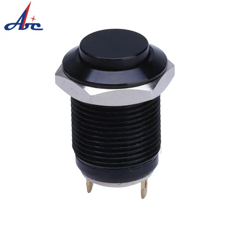 Mini Waterproof Momentary Switch Metal Black Auto Return 12mm Push ...