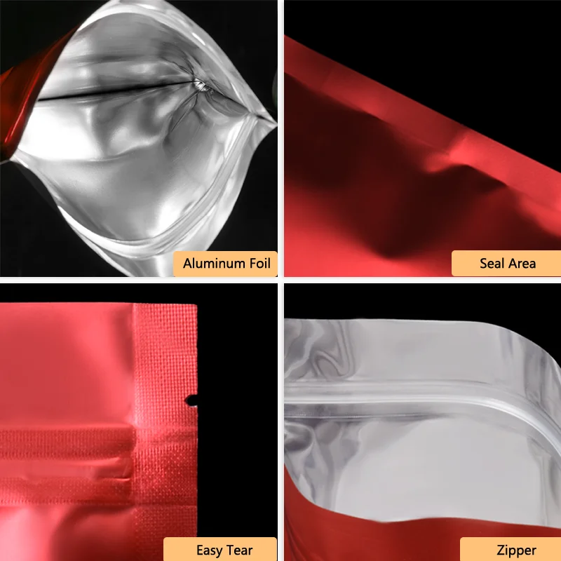 Pure Alufoil Matte Black White Colors Food Packaging Bags Resealable ...