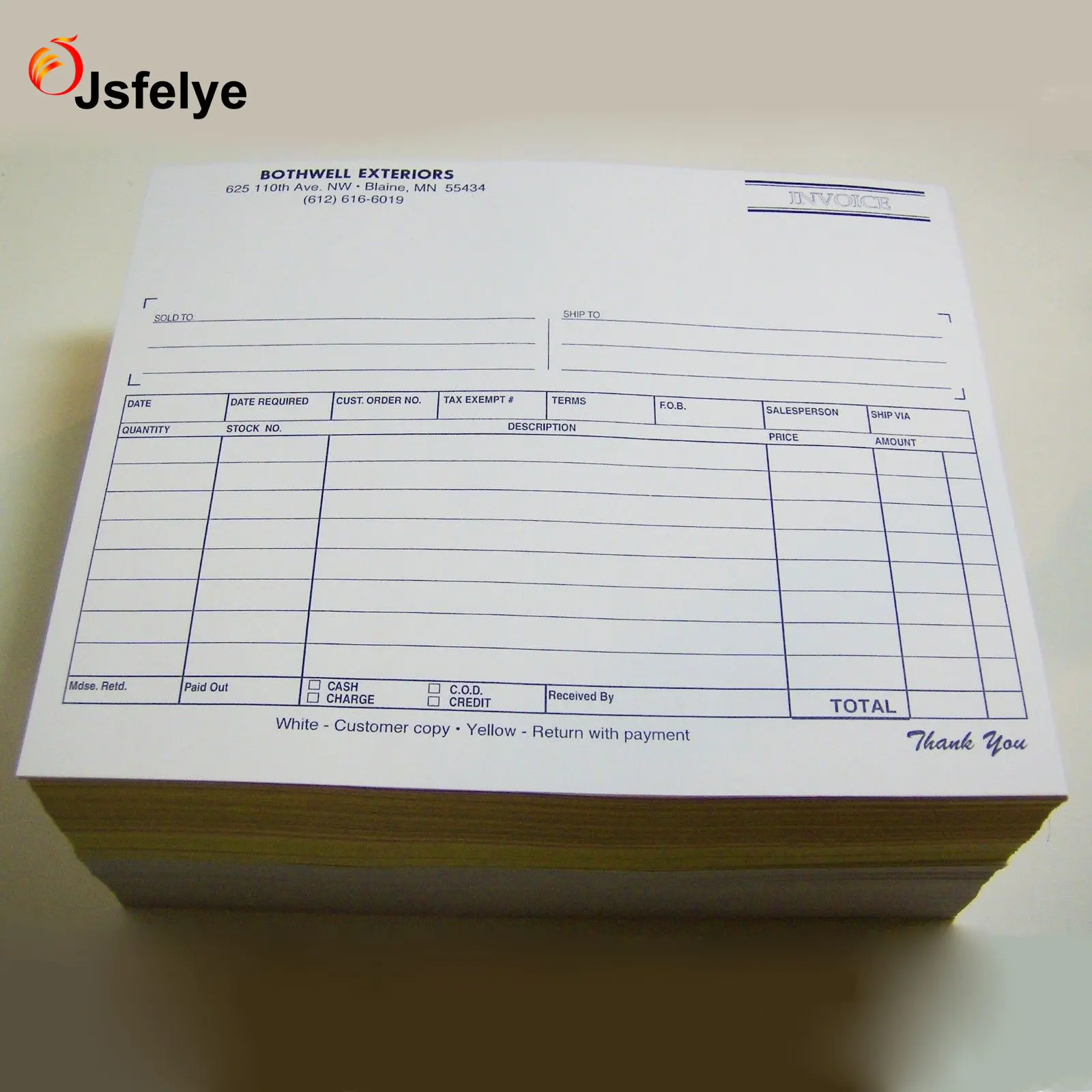 Custom Printed Carbonless Forms 100 Sets 2 Part 8.5" X 7" Business ...
