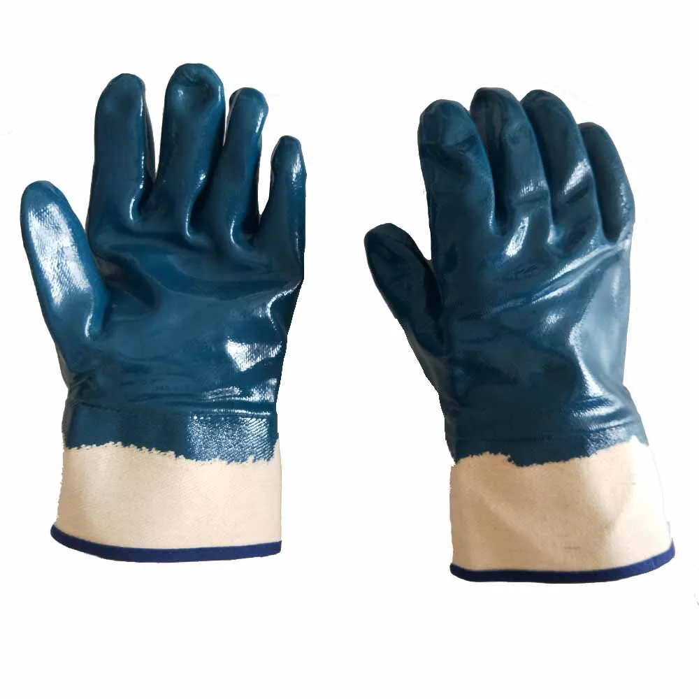 Rubber Fully Coated Dipped Blue Nitrile Chemical Resistant Better Grip ...