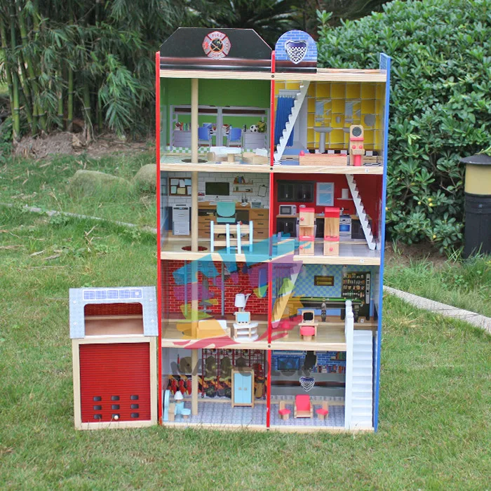 Oem / Odm 4 Layers Doll House Wooden Fire Station Toy For Boys W06a138 ...