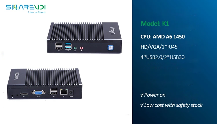 Small Linux TPM Fanless 4k Thin Client for Security Industry