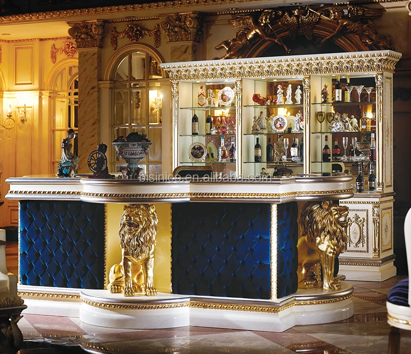 Luxury European Baroque Style Wood Carving - Grand Castle Bar Counter