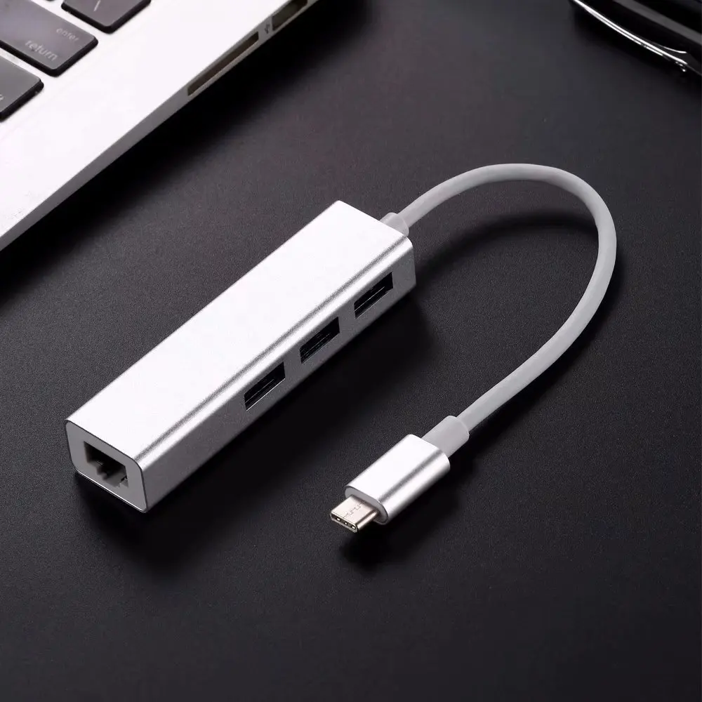 Usb 2.0 Hub Type C To Rj45 Ethernet Gigabit Lan 3 Ports Usb Adapter ...