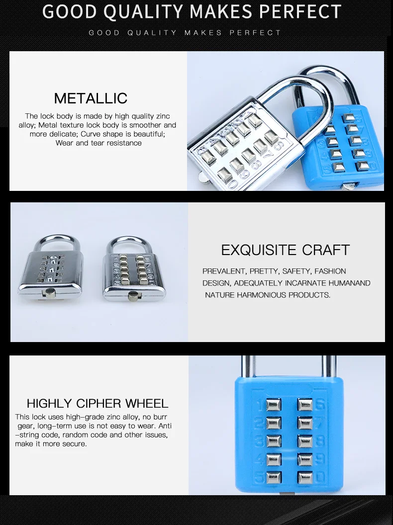 Secure Your Bag with a 10-Digit Combination Lock