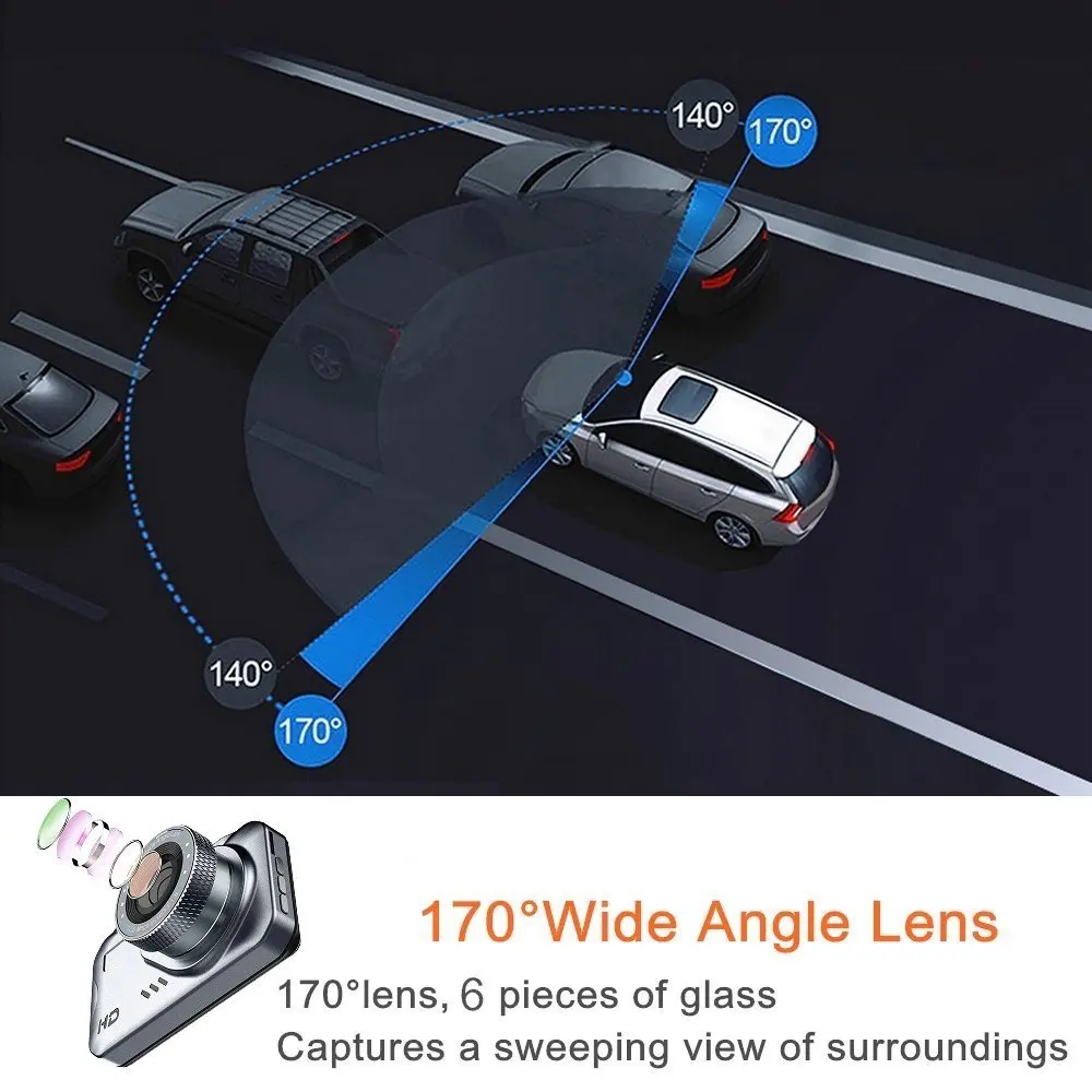 Full HD 1080P Super Night Vision Car Camera - 3.0 Inch LCD