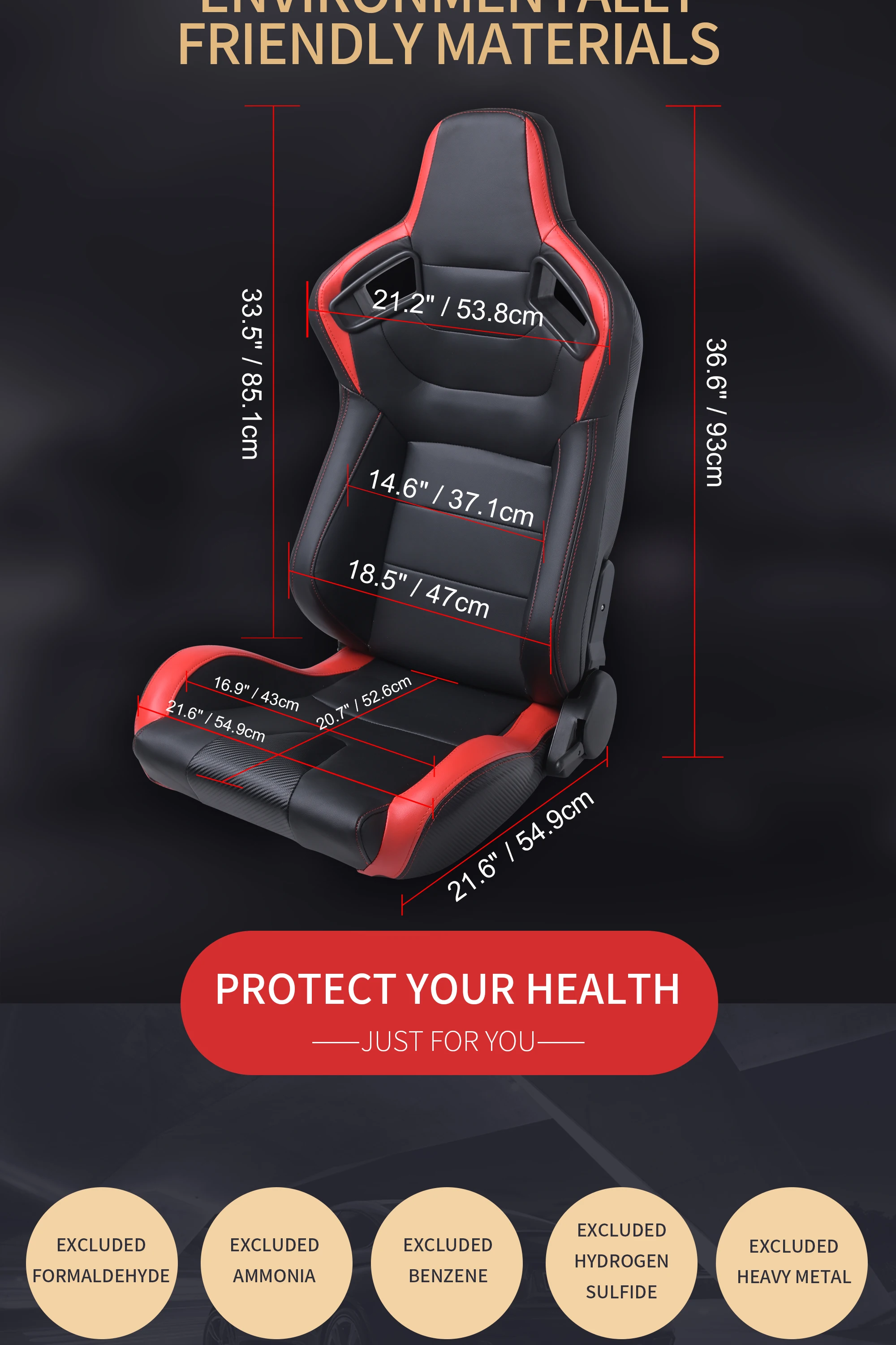 Racing Seat Sport Bucket Seat Universal Fit For Most Car Sport Seats ...