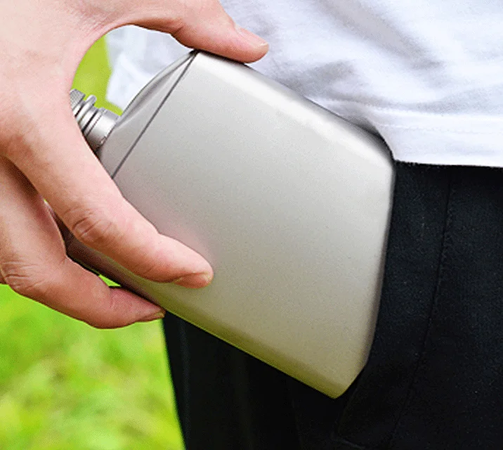 Men Whisky Flask 7oz Leak Proof Wine Pocket Titanium Hip Flask With ...