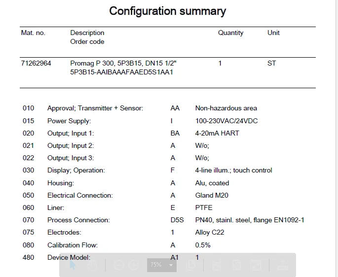 E+H Proline Promag P 300 Electromagnetic Flowmeter