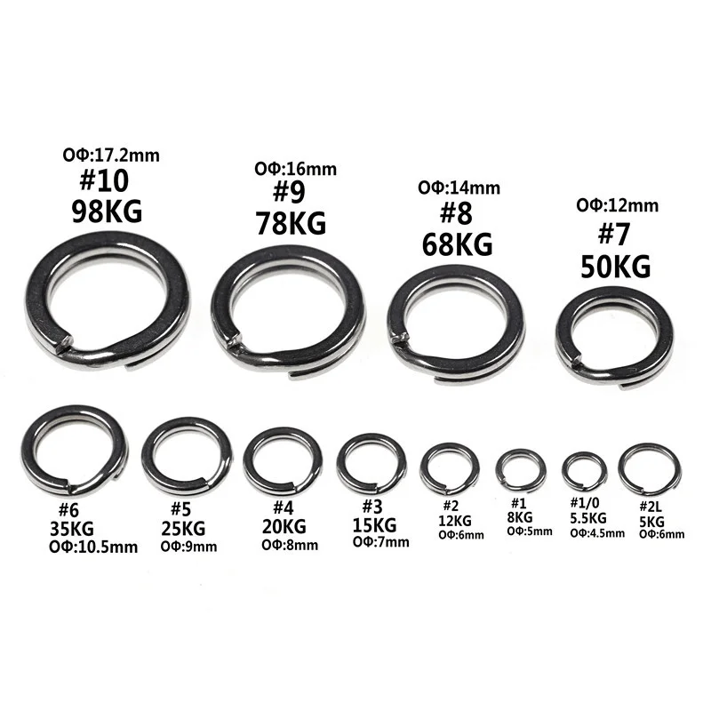 FJORD Cheap Silver Stainless Steel Split Rings Fishing Double O Ring ...