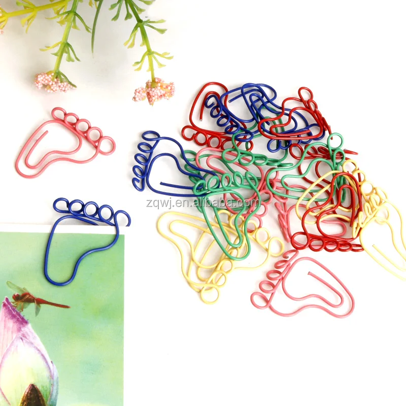 5 Colors Foot Shaped Paper Clips Mixed Colors 100pcs Per Bag Cute Fancy ...