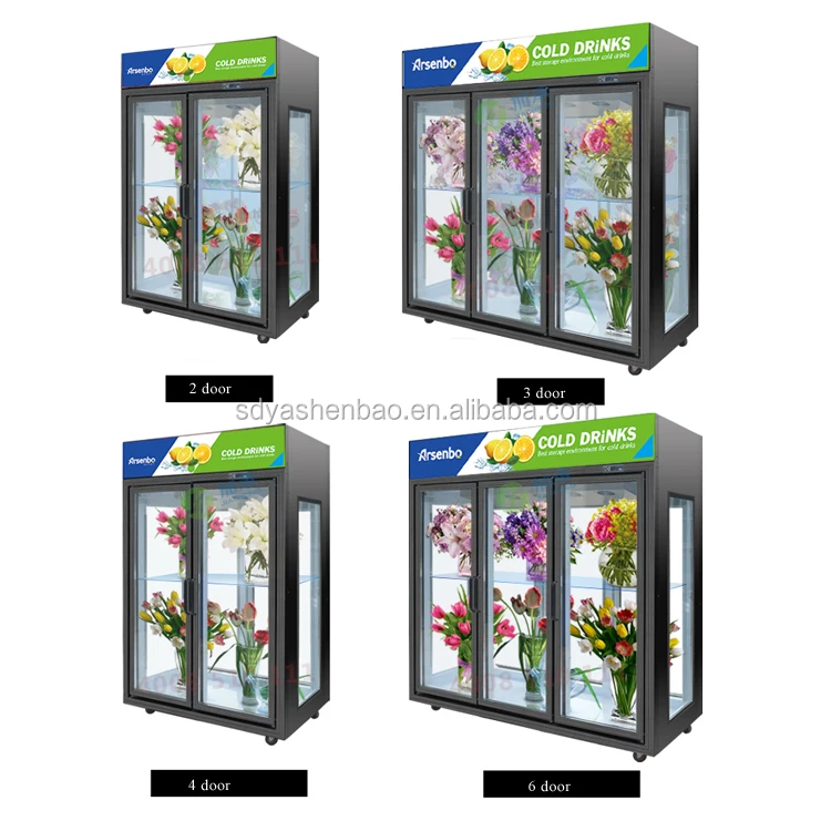 New Style Flower Display Fridge Transparent Glass Door Commercial ...