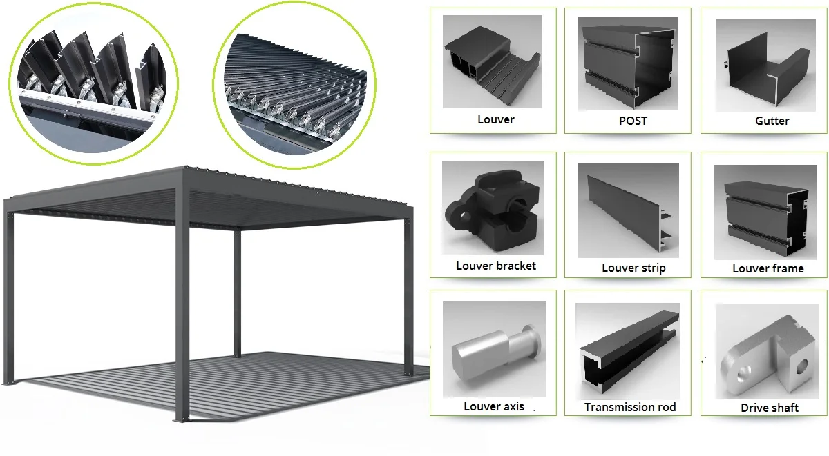 Aluminum Motorized Louver Outdoor Pergola Factory Price