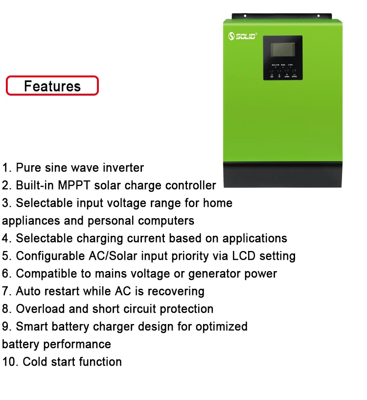 2400W 3KVA Solar Hybrid Power Inverter with Built-in Charger