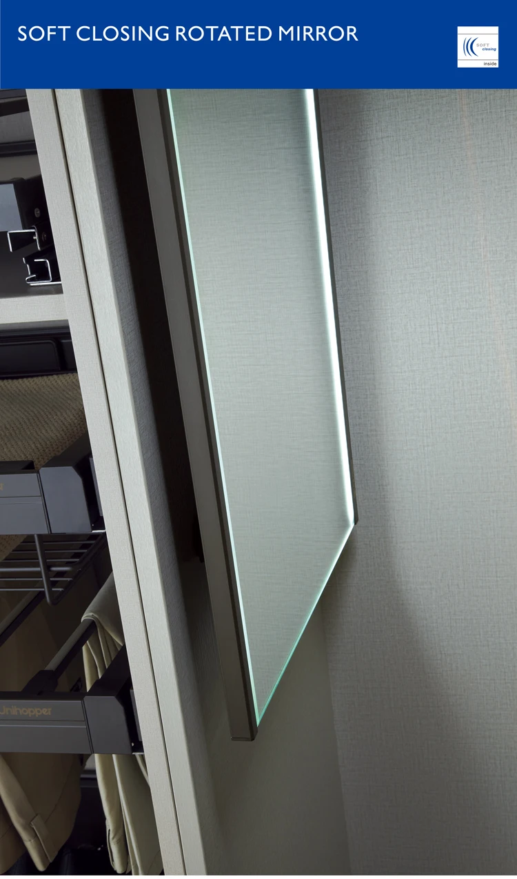 Full-Length Sliding Wardrobe Mirror with Bright Light for Bedrooms ...