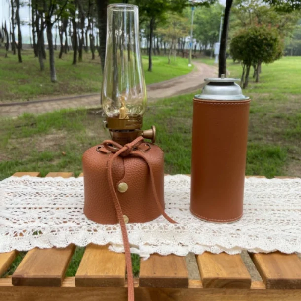 Faux Leather Butane Gas Canister Warmer Cover Outdoor Camping Gas Can ...