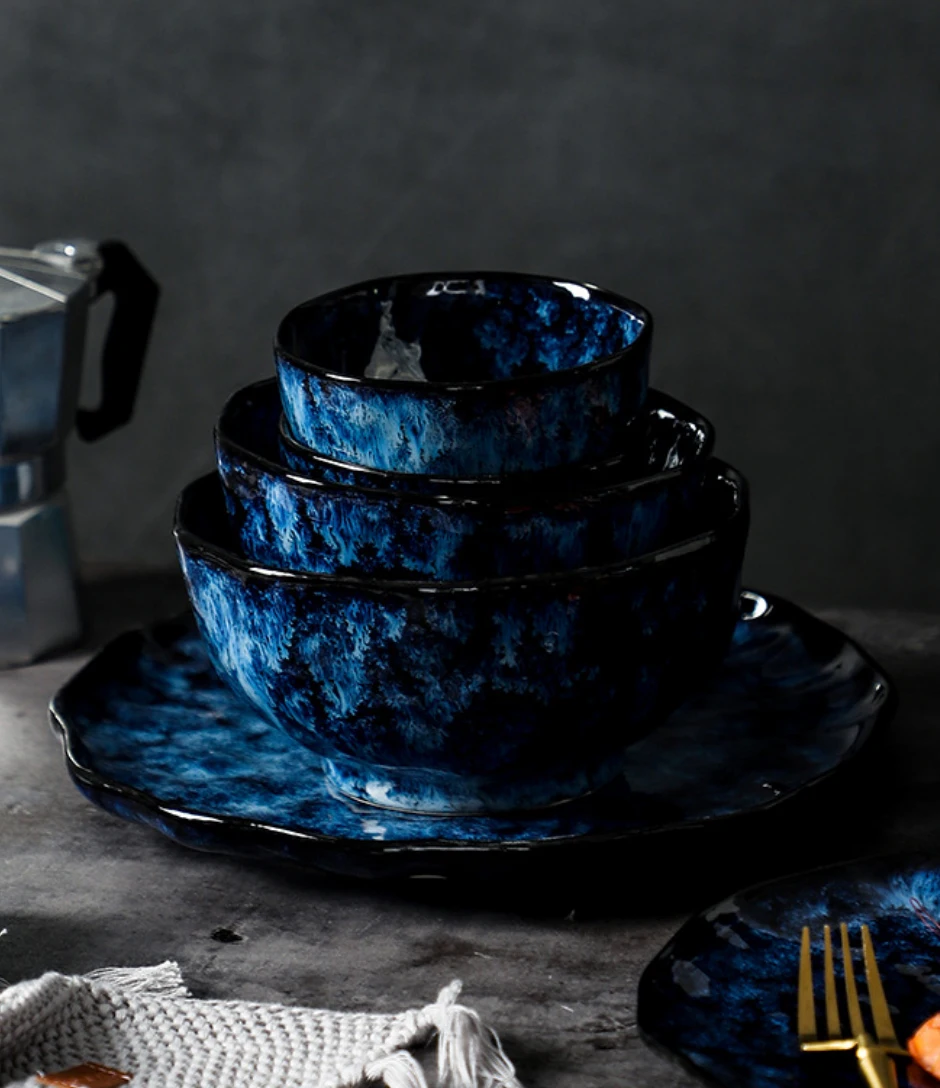 Wholesale Luxury Kiln Transformation Blue Porcelain Sets