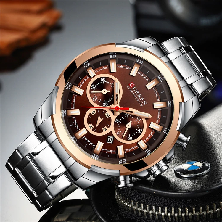 Curren 8361 Fashion Casual Stainless Steel Watches Men's Quartz ...