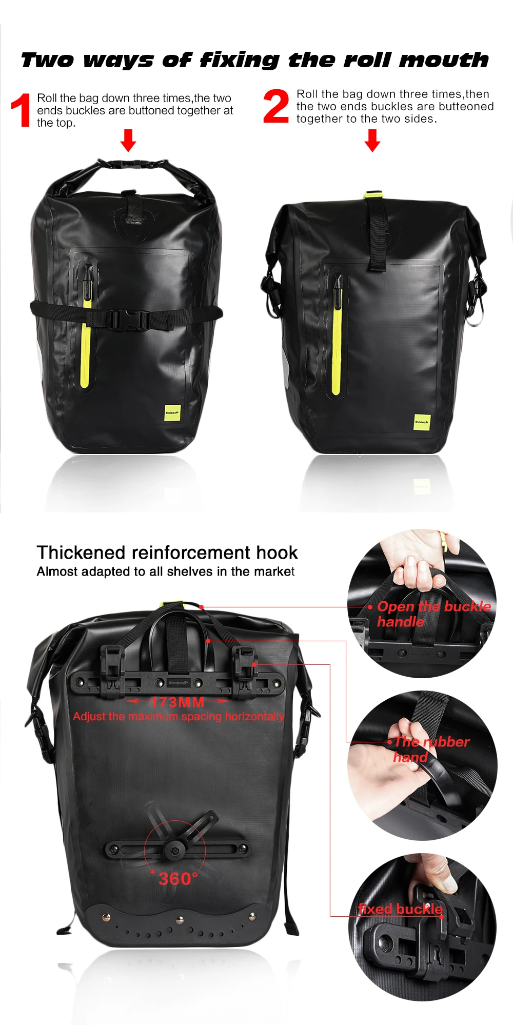 Rhinowalk 25L Bike Pannier Bag - Ultimate Waterproof Travel
