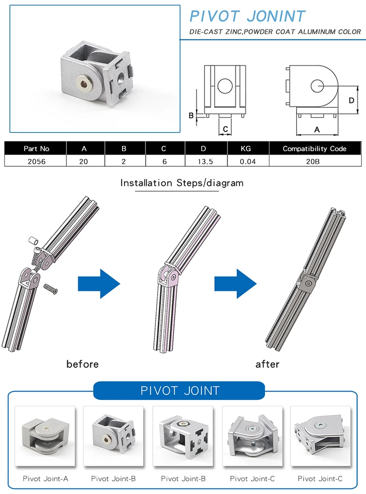 20b Zinc Pivot Joint Top Quality Metal Connecting Brackets Pivot Joint ...