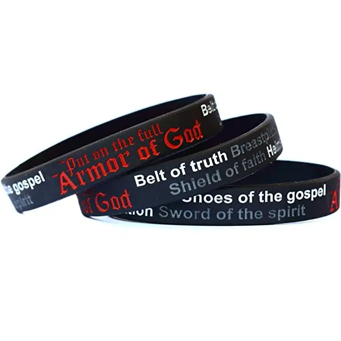 5 Armor of God Silicone Wristbands - Religious Jewelry
