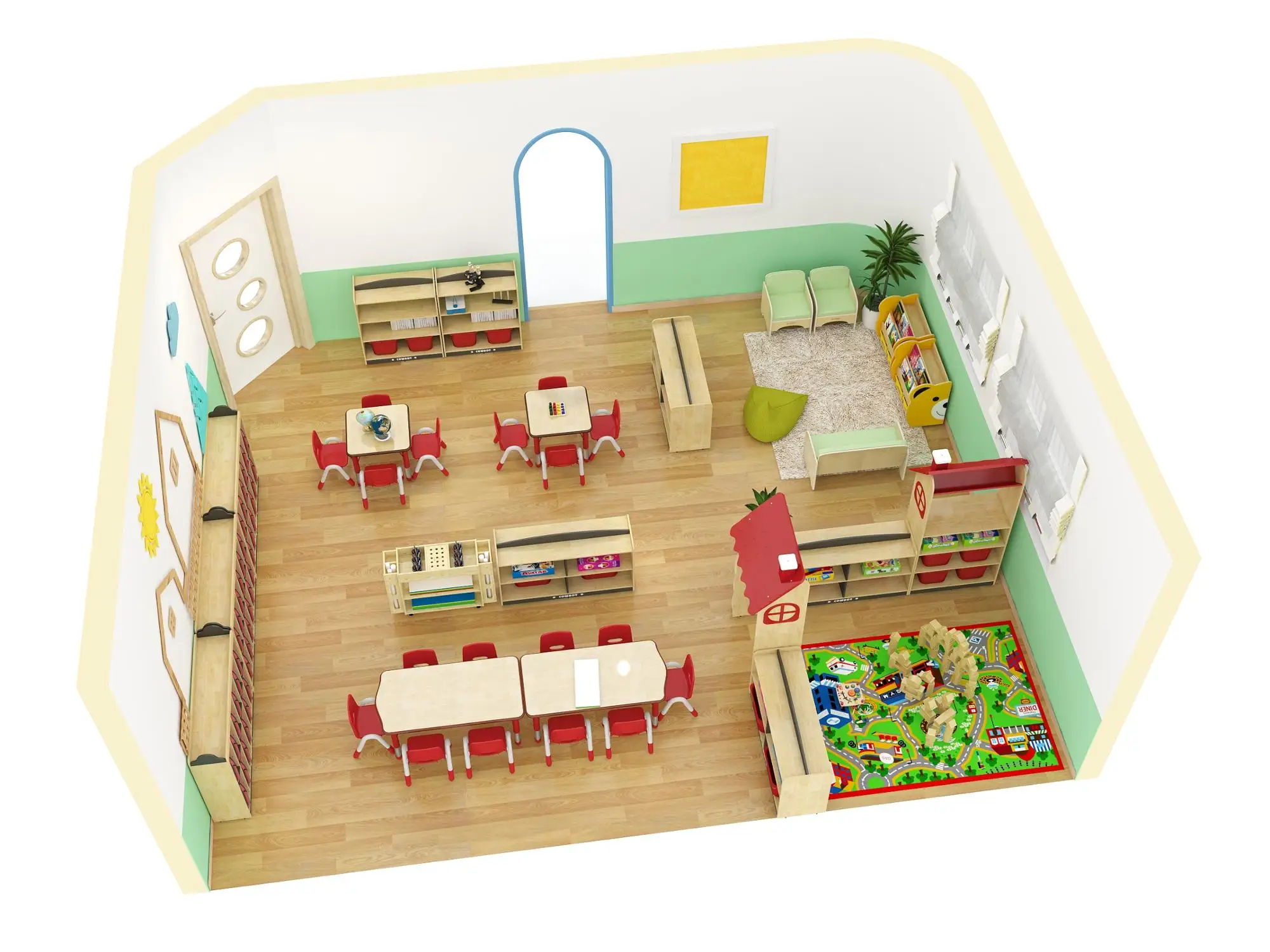 Guangzhou Factory Creche Colorful Classroom Wooden Kindergarten Kids ...